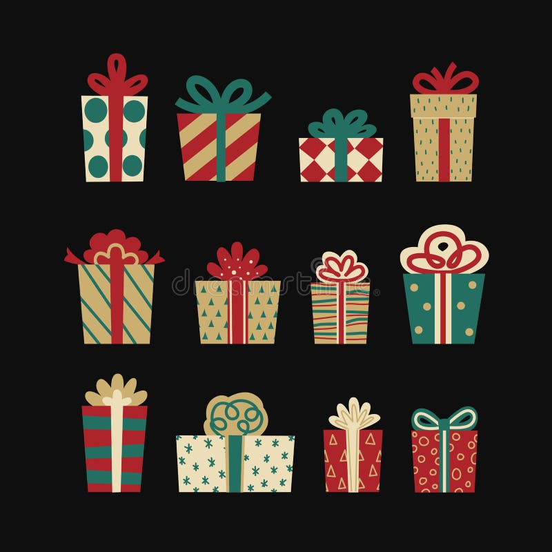Cute Cartoon Gift Box Set, Beautiful Simple Graphics Stock Vector ...