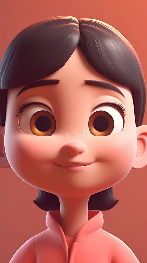 Cute Cartoon Girl Face Expression 3d Render Illustration Stock Illustration Illustration Of