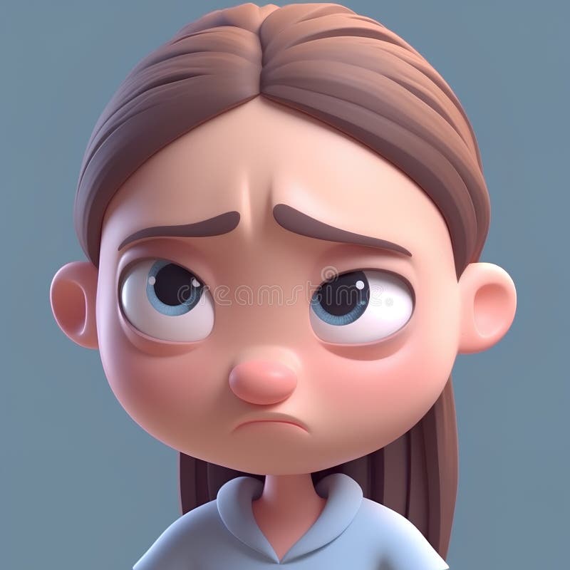 Cartoon Girl Face Sad