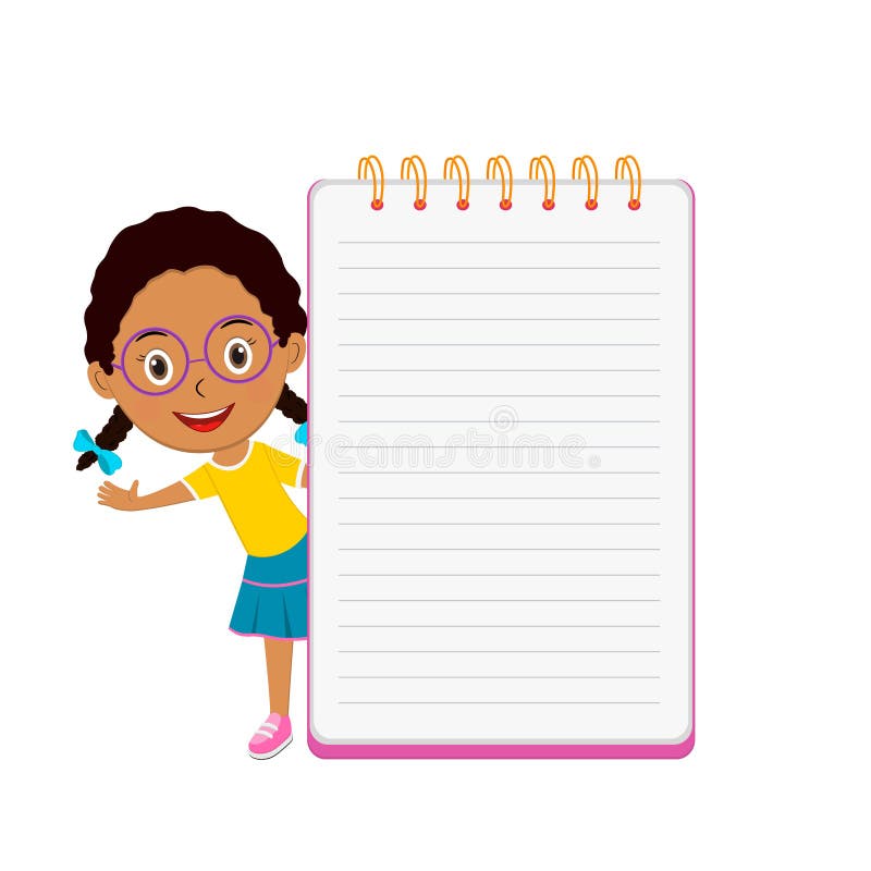 Cute Cartoon Girl and School Blank Stock Vector - Illustration of diary ...