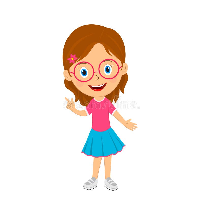 Cute Cartoon Girl Shows Idea Mark Stock Vector - Illustration of vector ...
