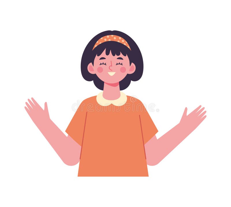 Cute cartoon girl smiling stock vector. Illustration of cartoon - 274146743