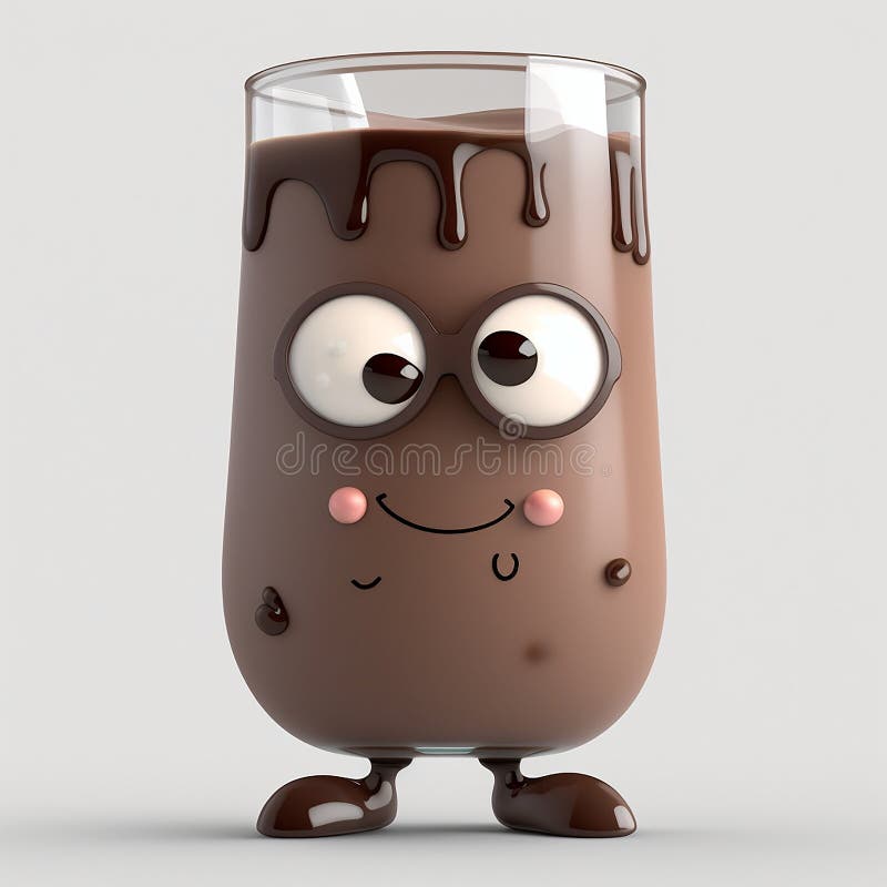 Cute Cartoon Glass of Chocolate Milk Stock Illustration - Illustration ...