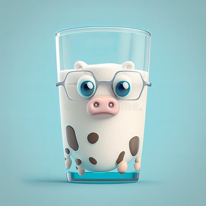 Cute Cartoon Glass Of Milk Generative Ai Stock Illustration Illustration Of Goofy Figure
