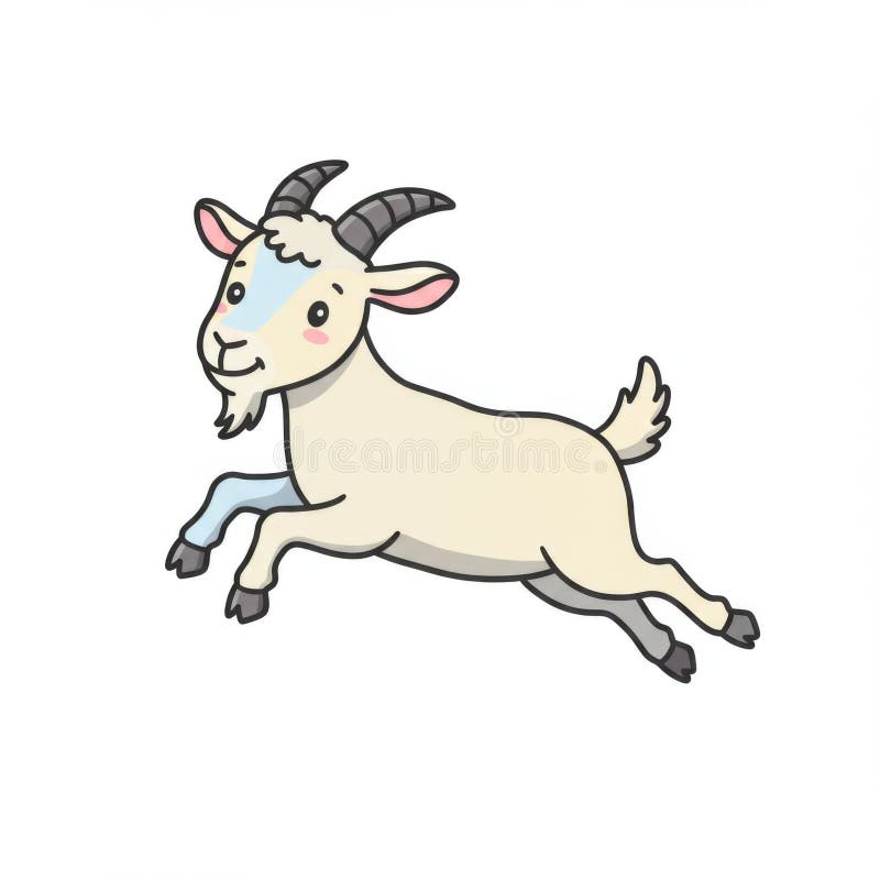 Cute Cartoon Goat Jumping, Pixel Art Illustration Stock Illustration ...
