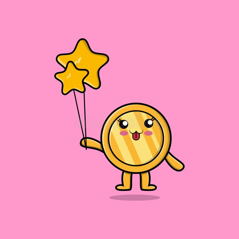 Cute Cartoon Gold Coin Character in Flat Style Stock Vector ...