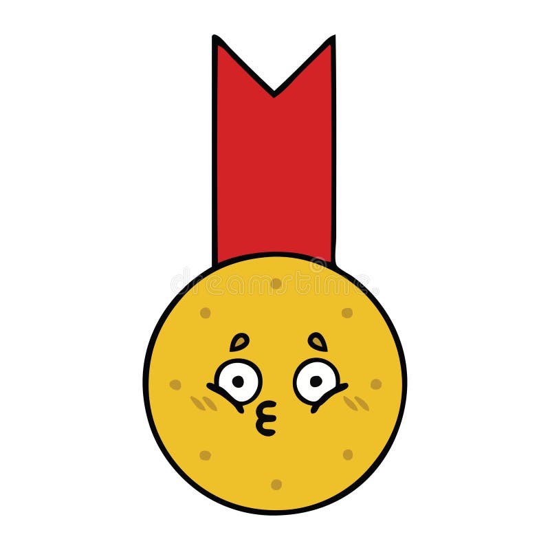 Cute Cartoon of a Gold Medal Stock Vector - Illustration of medallion ...