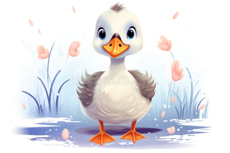Cute Cartoon Goose Illustration on White Background Stock Illustration ...