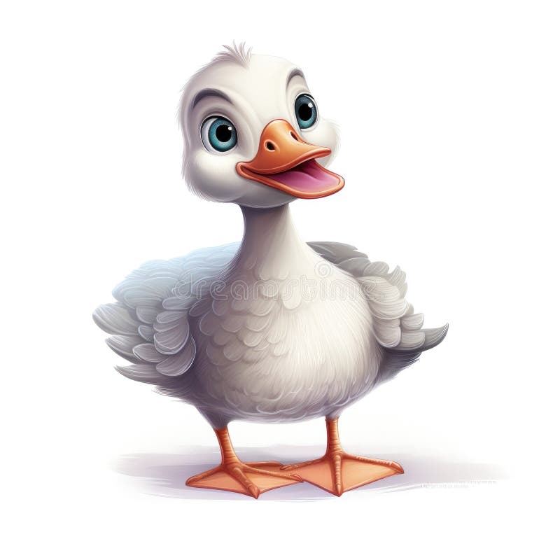 Cute Cartoon Goose Illustration on White Background Stock Illustration ...