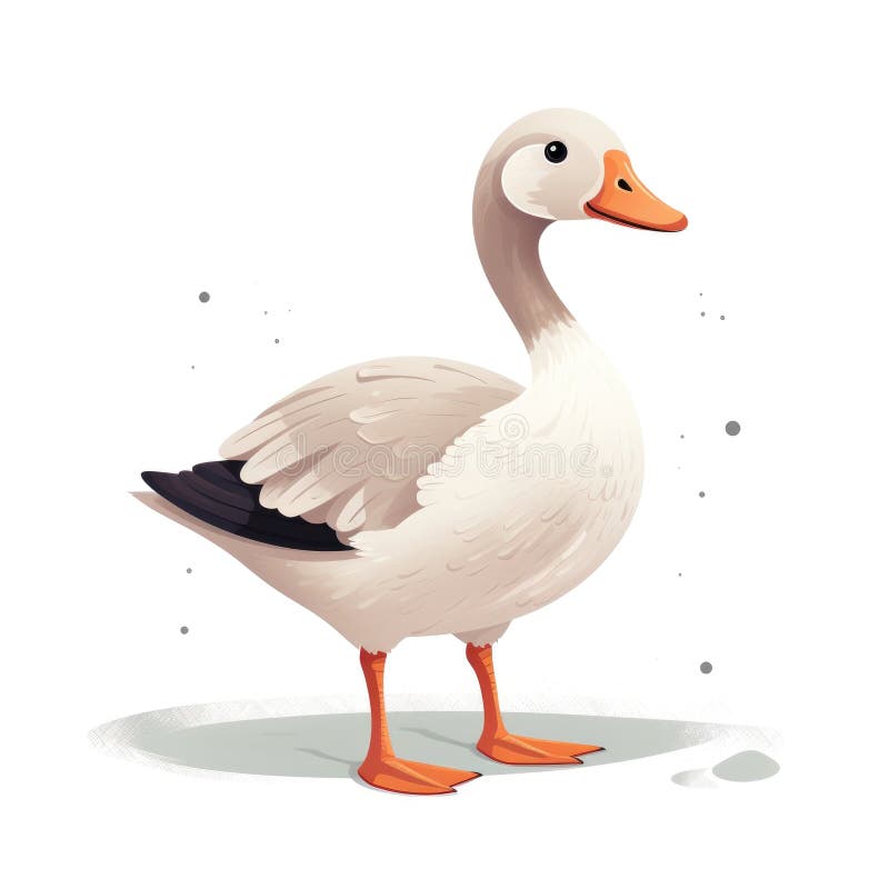 Cute Cartoon Goose Illustration on White Background Stock Illustration ...