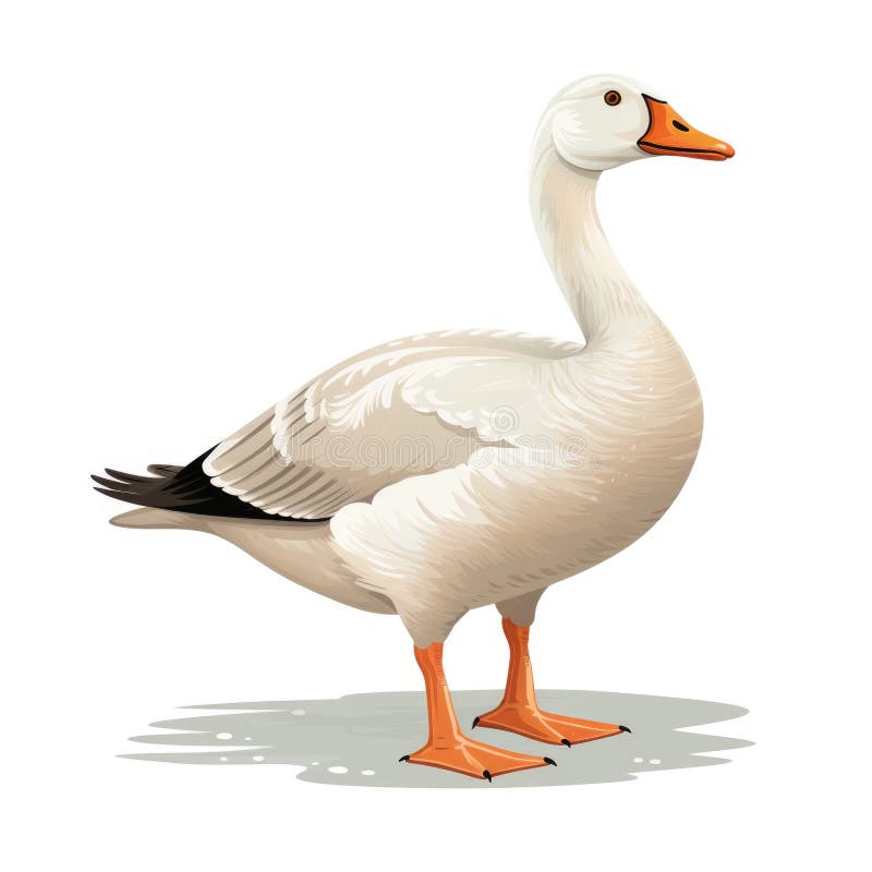 Cute Cartoon Goose Illustration on White Background Stock Illustration ...