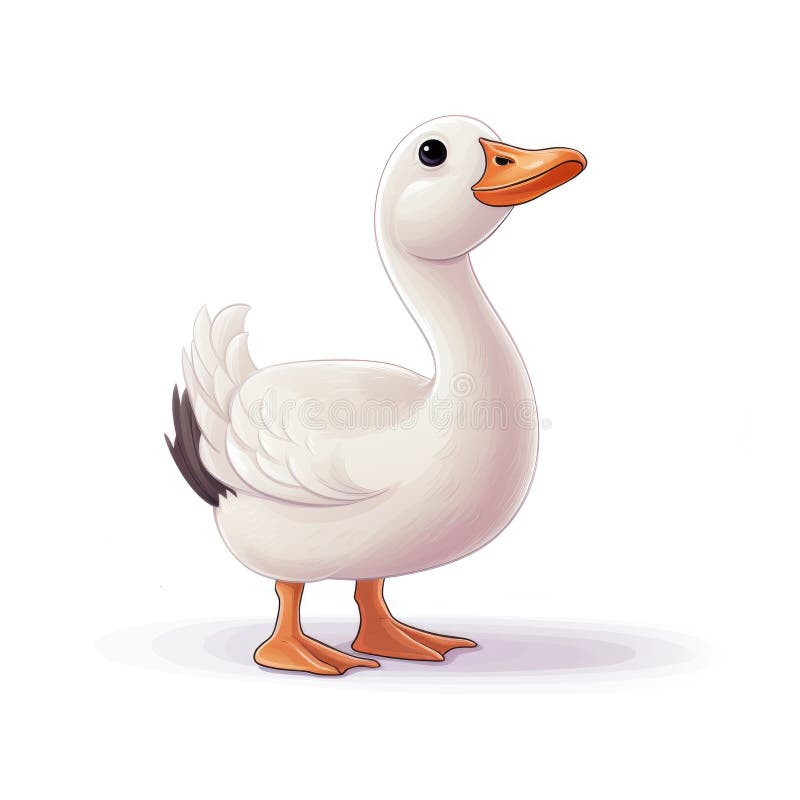 Cute Cartoon Goose Illustration on White Background Stock Illustration ...