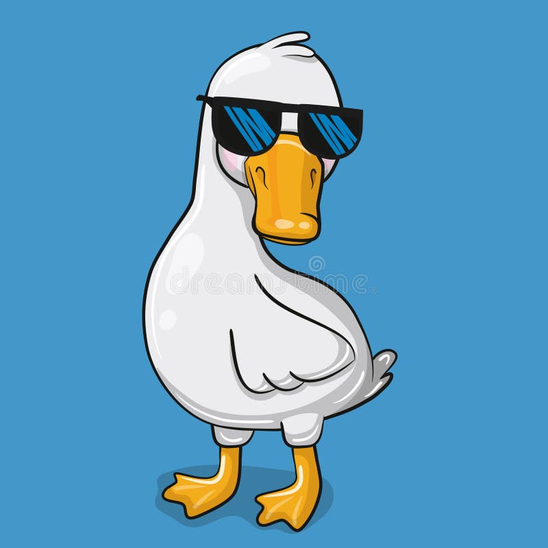 Cute Cartoon Goose with Sunglasses Stock Vector - Illustration of cute ...