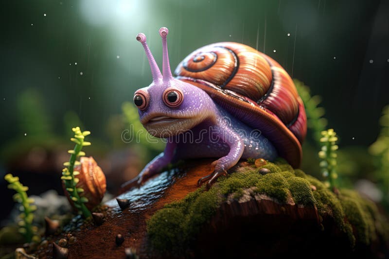 Cute Cartoon Grape Snail. Generative AI Stock Illustration ...