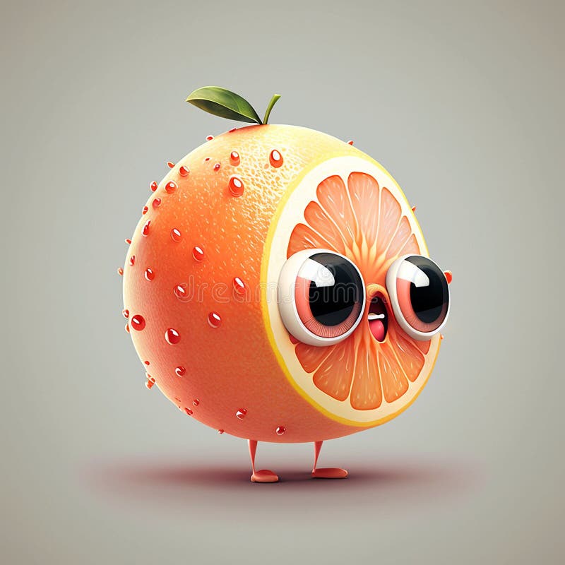 Cute Cartoon Grapefruit Character Using Generative AI Stock ...