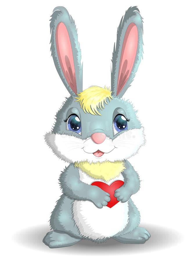 Cute Rabbit Cartoon Heart Stock Illustrations – 7,076 Cute Rabbit ...