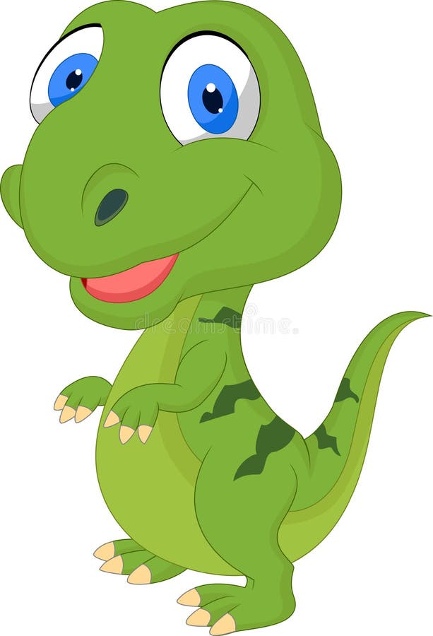 Cute Cartoon Green Dinosaur Stock Vector - Illustration of dino, baby ...