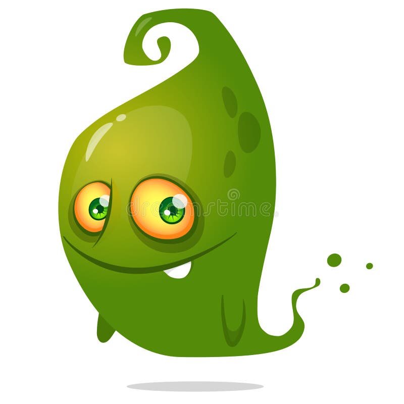 Cute Cartoon Green Ghost. Vector Halloween Monster Character Isolated ...