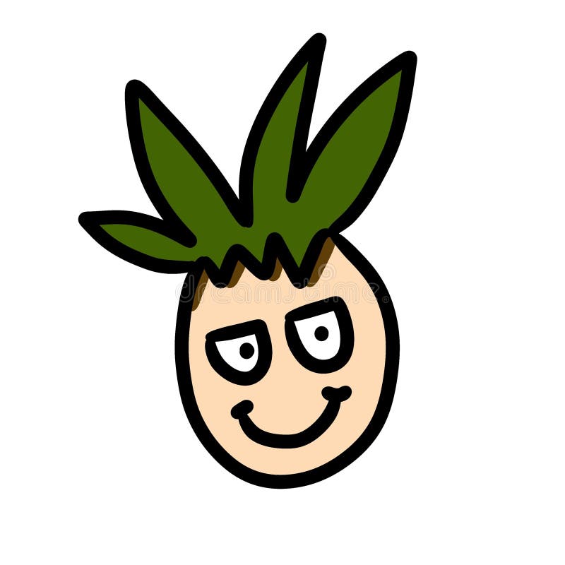 Cute Cartoon of a Green Leaf with a Happy Face. Illustration Stock ...