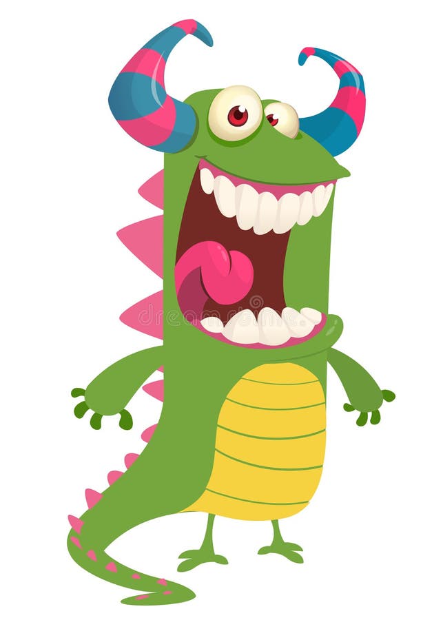 Cute Cartoon Green Monster Icon. Vector Illustration Stock Vector ...