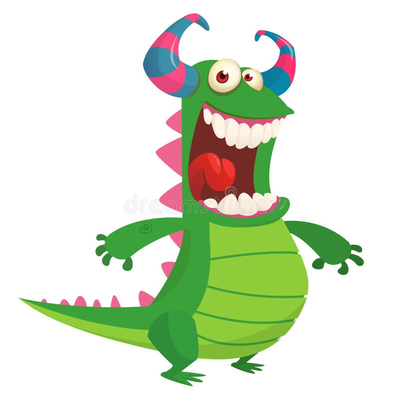 Cute Cartoon Green Monster. Vector Illustration for Halloween. Stock ...