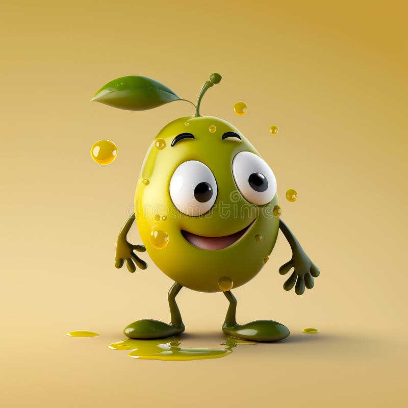 Cute Cartoon Green Olive Character. Generative Ai Stock Illustration ...