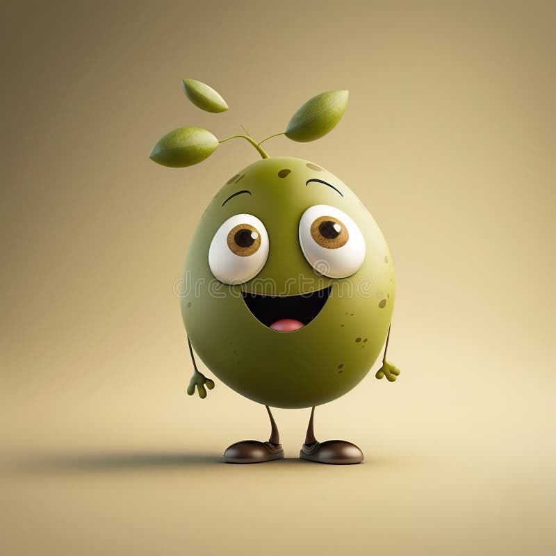 Cute Cartoon Green Olive Fruit Character. Generative Ai Stock ...