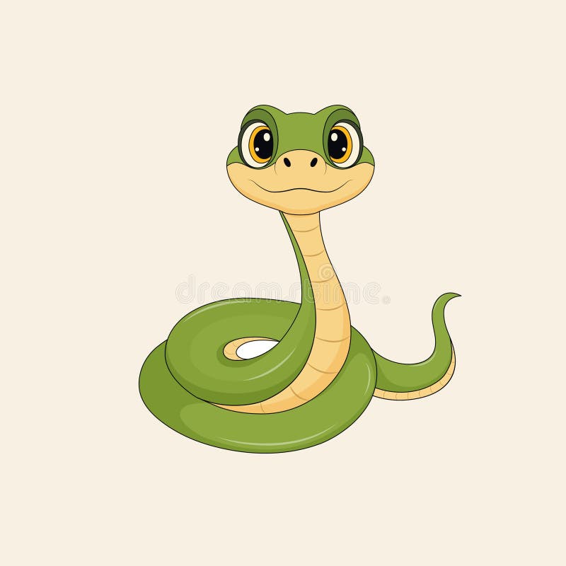 Cute Cartoon Green Snake Character. Vector Illustration Stock Vector ...
