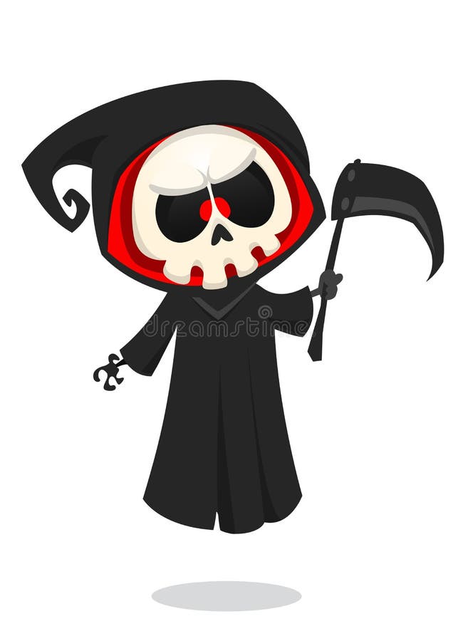 Cute Cartoon Grim Reaper. Halloween Vector Illustration Stock Vector ...