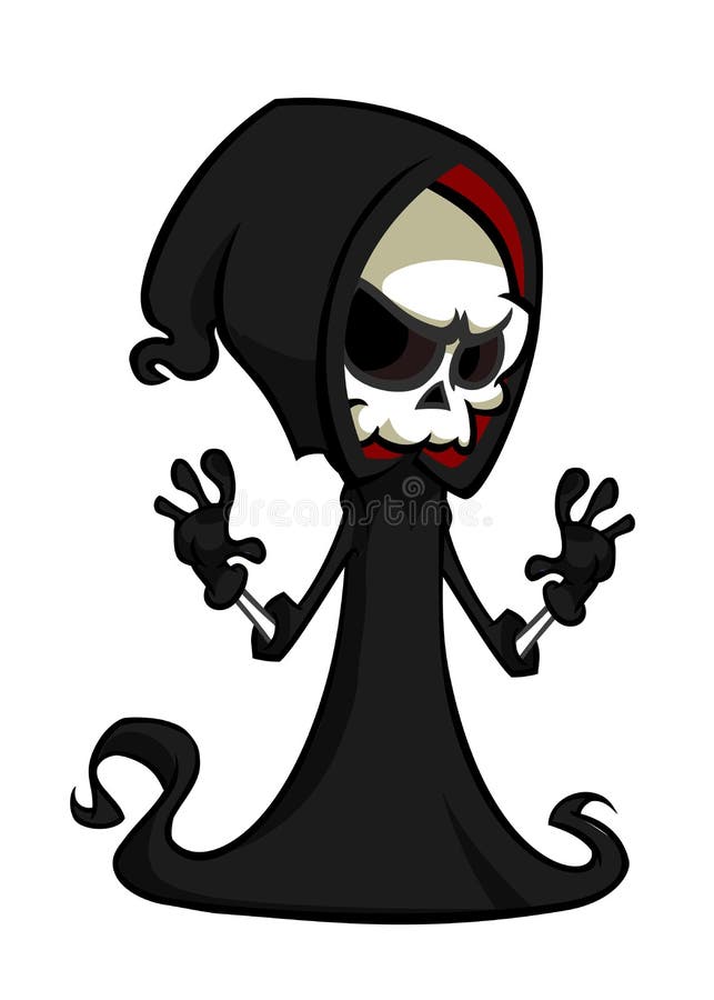 Cute Cartoon Grim Reaper Isolated on White Stock Vector - Illustration ...