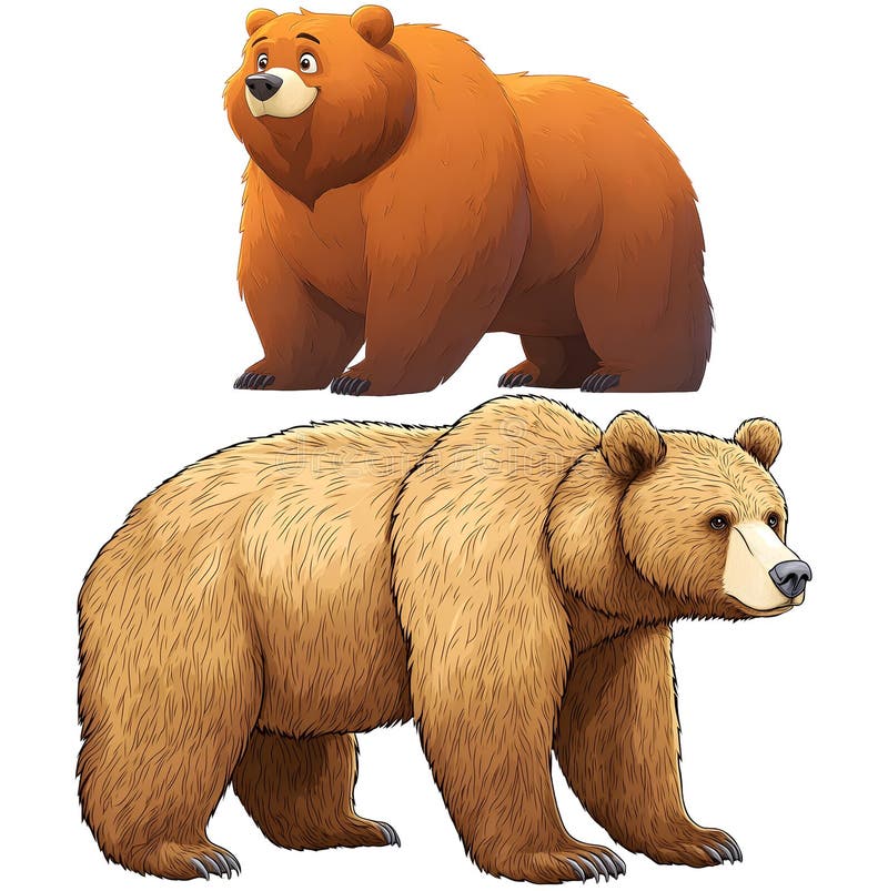 Cute Cartoon Grizzly Bear Isolated on White Stock Illustration ...