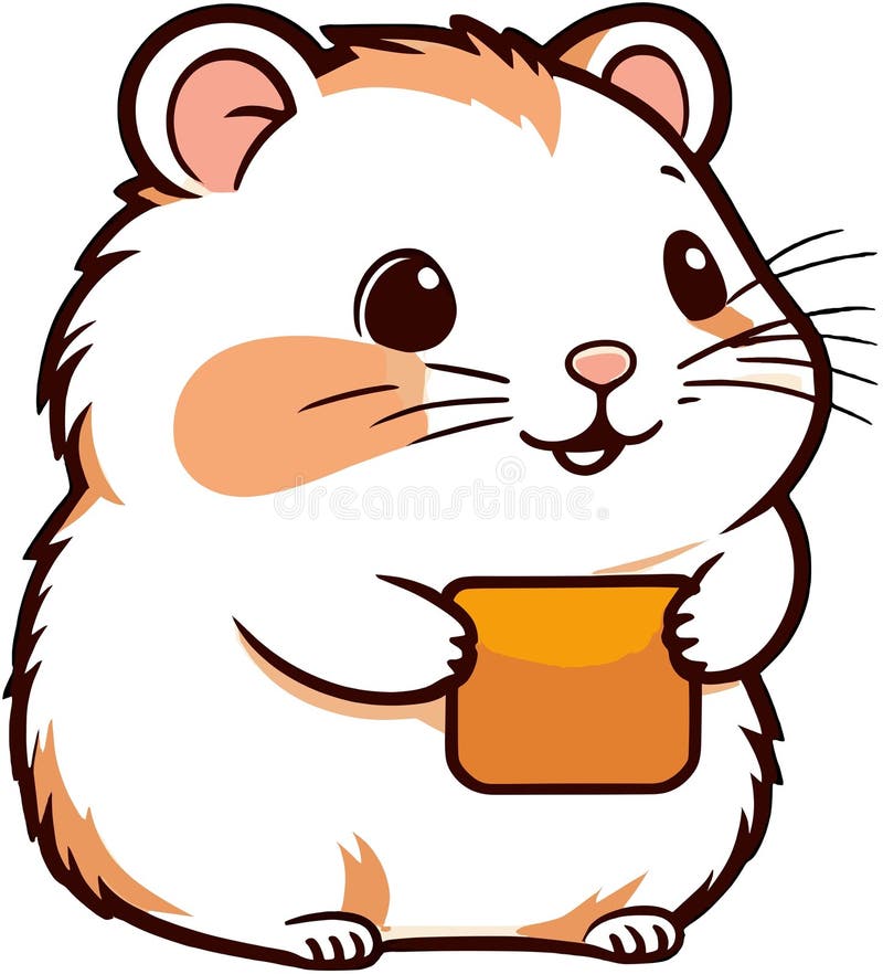 Cute Cartoon Hamster Holding a Piece of Bread with a Happy Expression ...