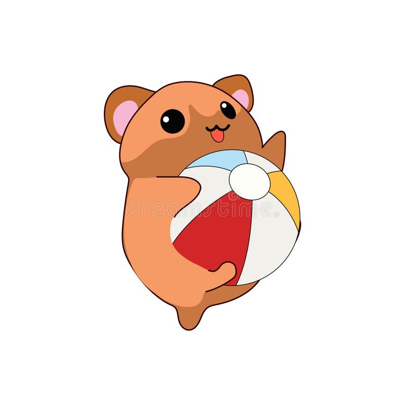 Cute Cartoon Hamster Playing with a Beach Bal Stock Vector ...