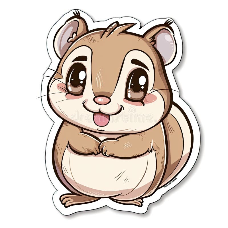Cute Cartoon Hamster Sticker Illustration Generated with AI Stock ...