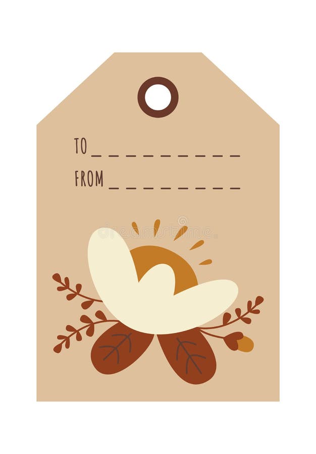 Cute Cartoon Hand Drawn Flowers on Tag Flat Icon Stock Vector ...