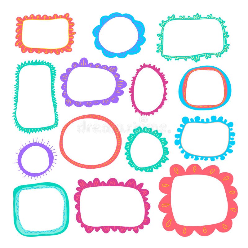 Cartoon Hand Drawn Frames Set. Stock Vector - Illustration of element ...
