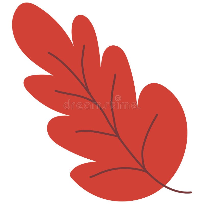 Cute Cartoon Hand Drawn Red Autumn Leaf. Single Design Graphic Element ...