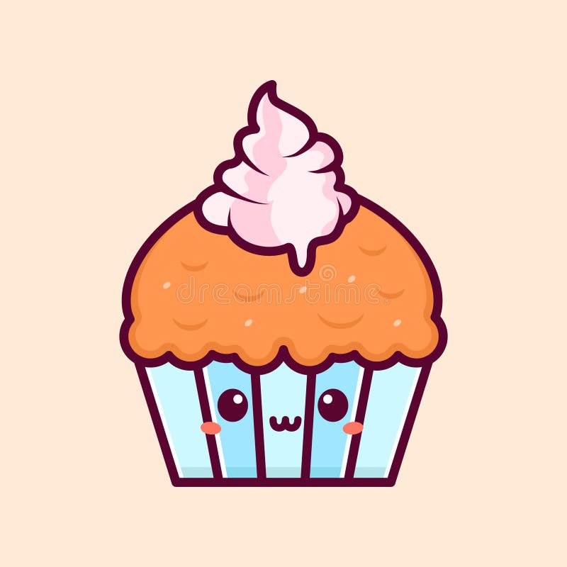 Cute Cartoon of Happy Muffin Smile Stock Vector - Illustration of food ...