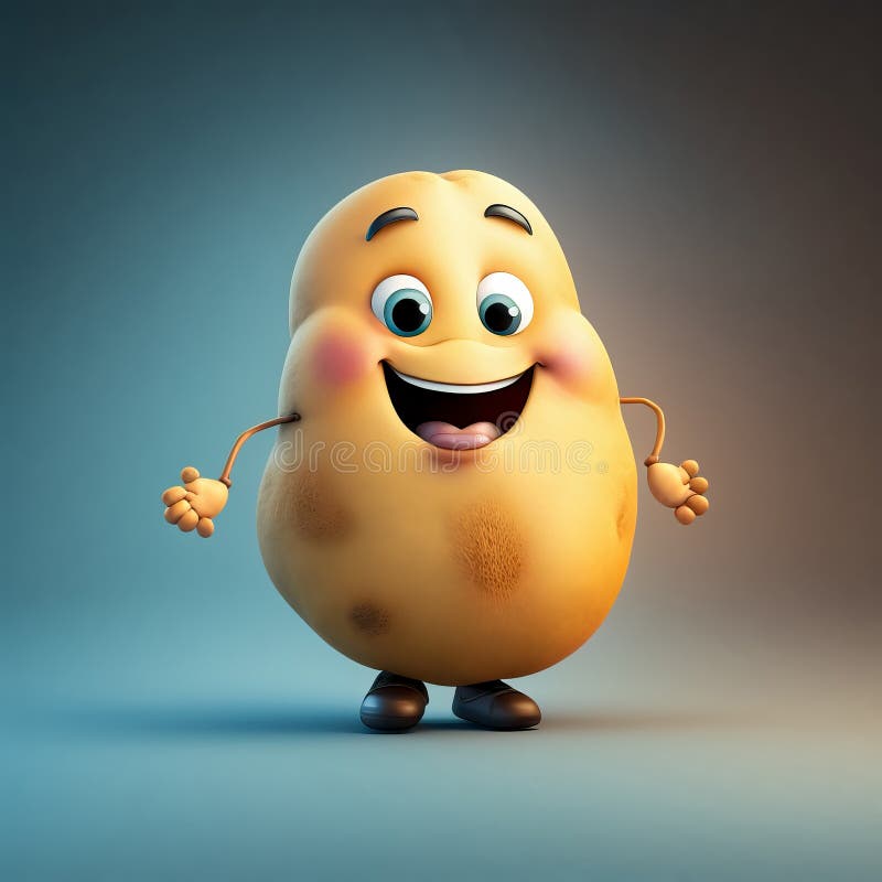 Cute Cartoon Happy Potato Character. Generative Ai Stock Illustration ...