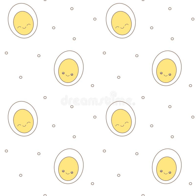 Cute Cartoon Hard Boiled Eggs Seamless Pattern Background Illustration ...