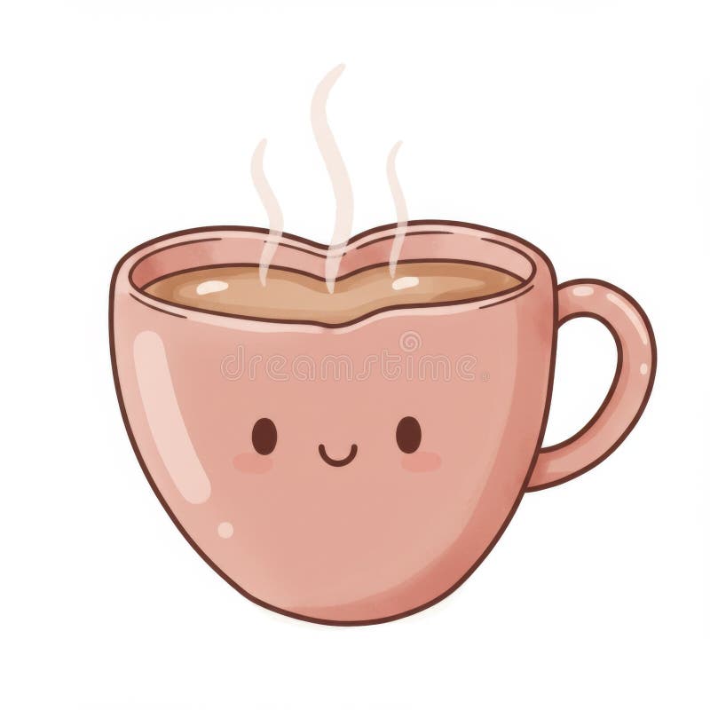 Cute Cartoon Heart Shaped Coffee Cup Illustration Stock Illustration ...