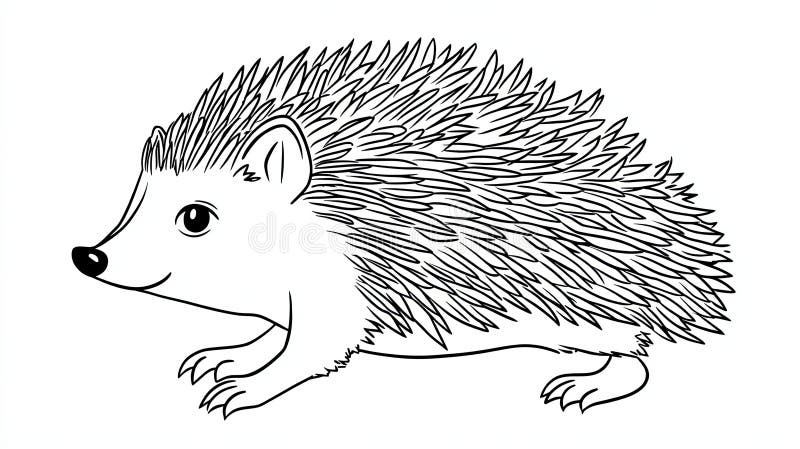 A Cute Cartoon Hedgehog with a Smiling Face, Walking on the Ground ...