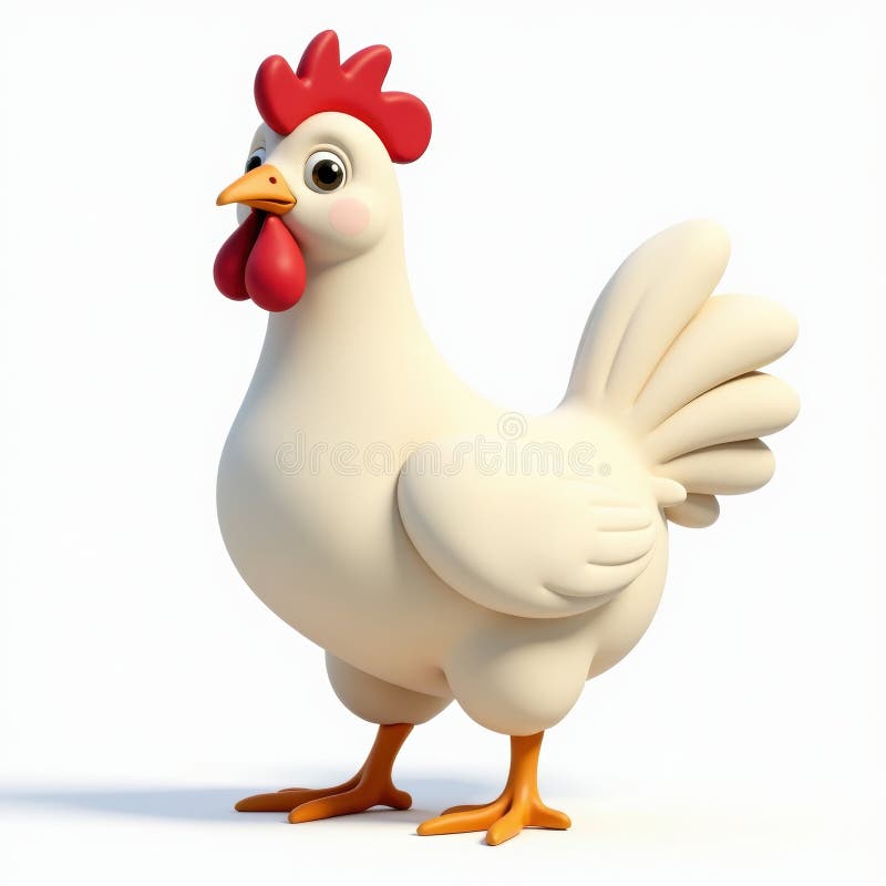 Cute Cartoon Hen, Isolated on White Background Stock Illustration ...