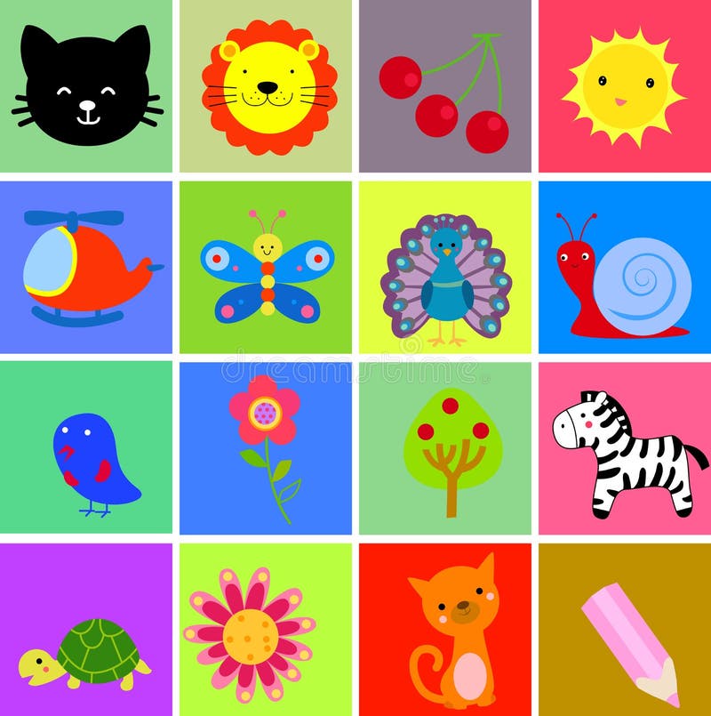 Cute cartoon icon set stock vector. Illustration of tree - 43242442
