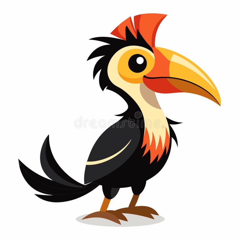Cute Cartoon Illustration of a Hornbill Bird Stock Vector ...
