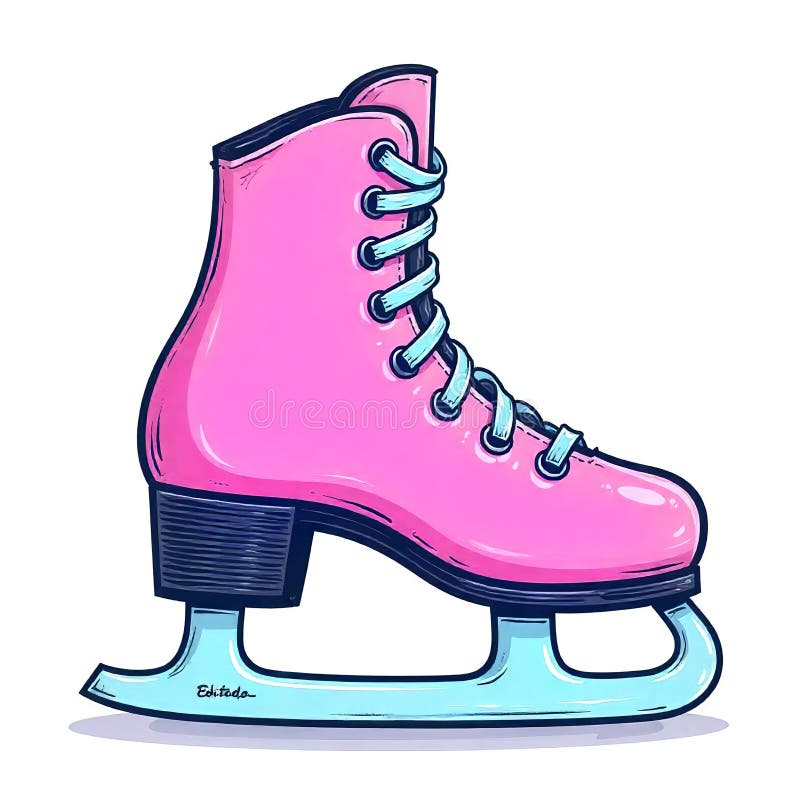 Pink Ice Skate Cartoon Illustration Stock Illustration - Illustration ...