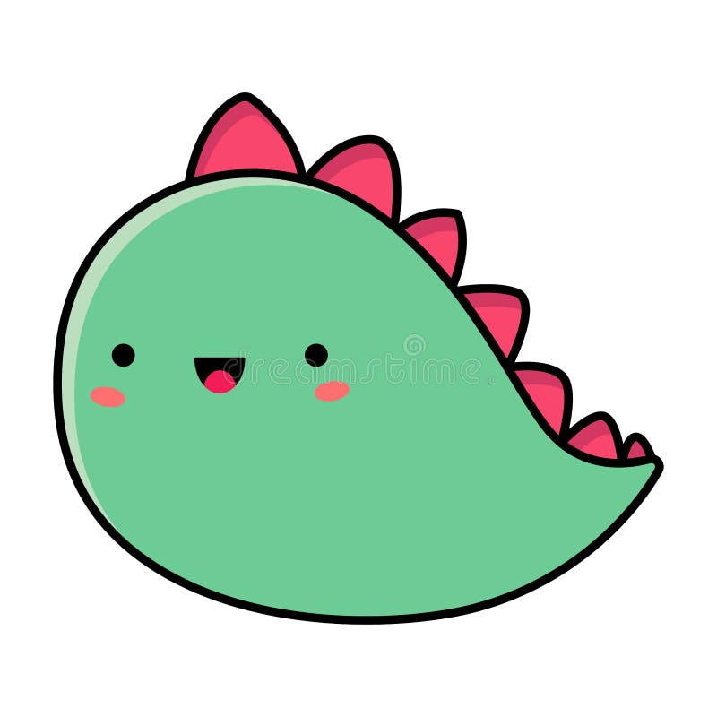Cute Cartoon Illustration of a Smiling Green Dinosaur. Vector ...