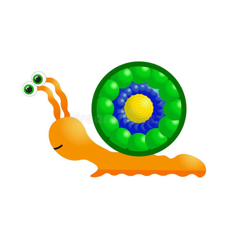 Cute Cartoon Illustration of a Snail. Colorful Snail, Vector. Stock ...