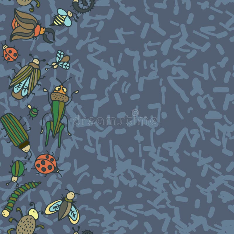 Cute Cartoon Insect Border Pattern. Summer Concept Background Stock ...