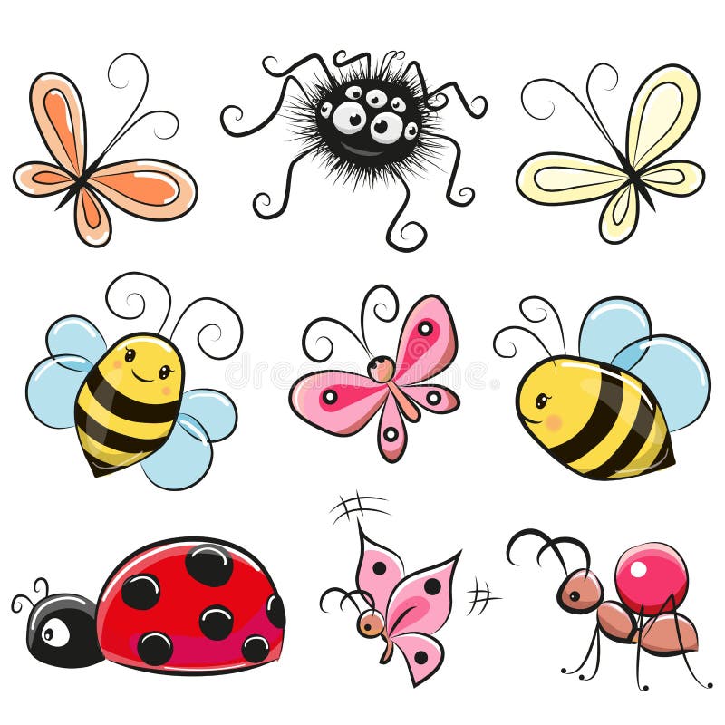 Cute Cartoon insects stock vector. Illustration of cartoon - 89065890